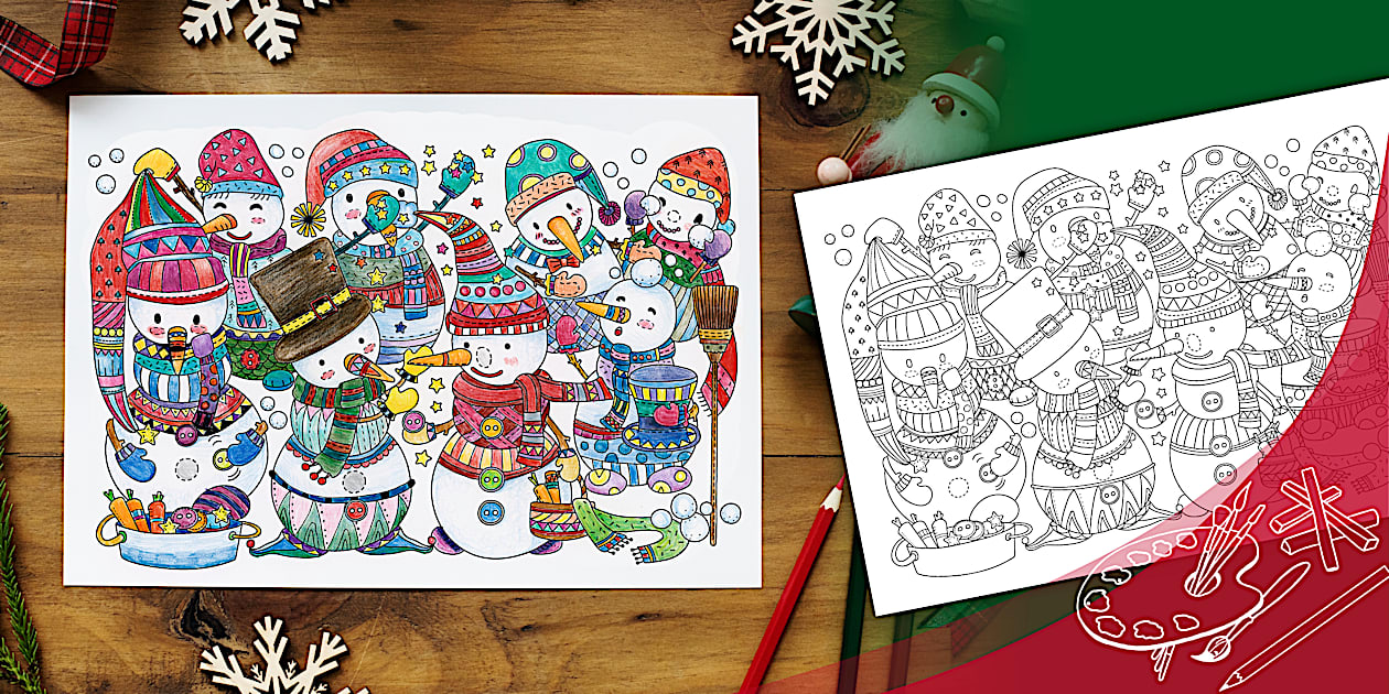 Snowmen Winter Colouring Activity Poster Twinkl Art Gallery