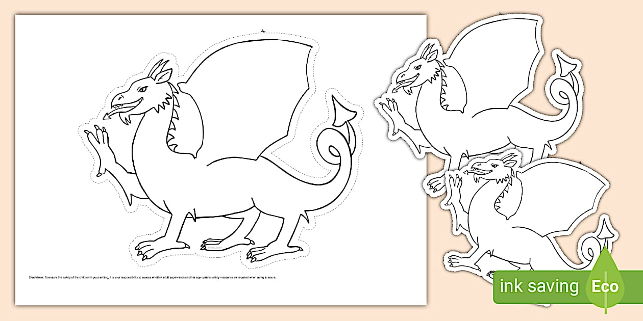 Welsh Dragon Template (teacher made) - Twinkl