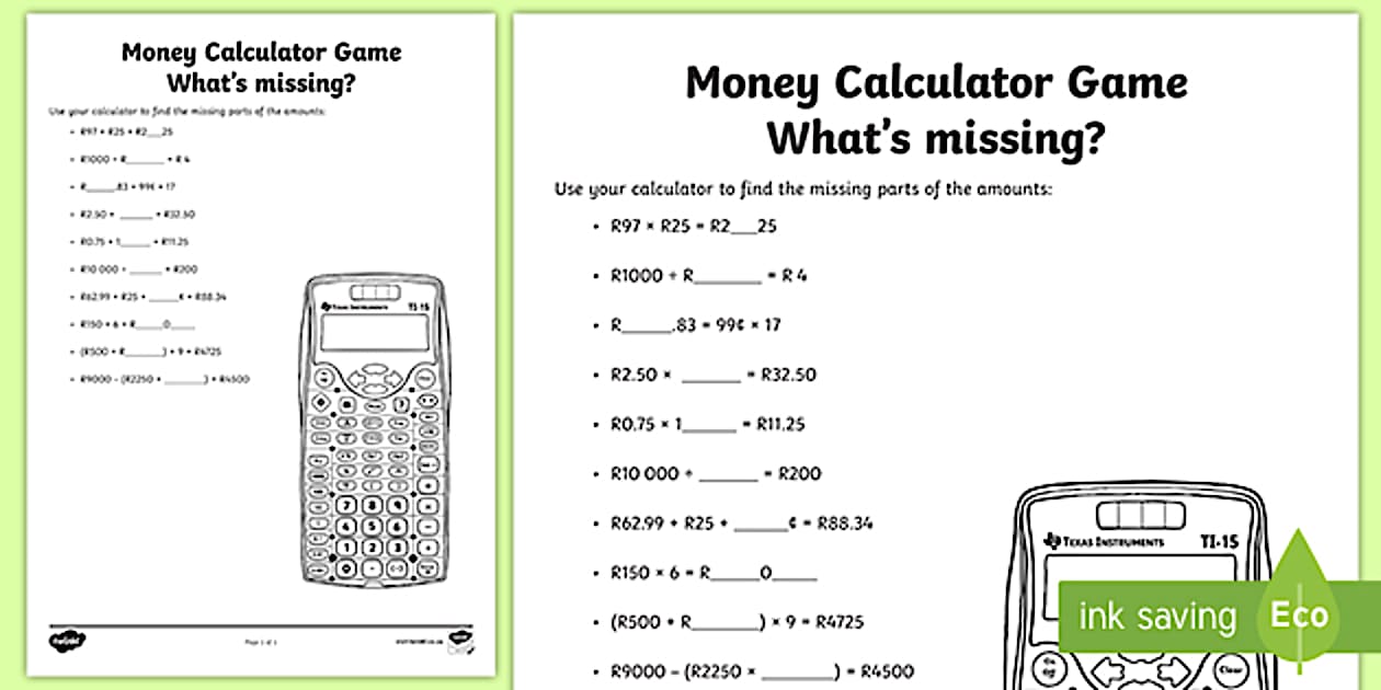 Grade 8 Math | Rands and Cents Calculator Game - Twinkl