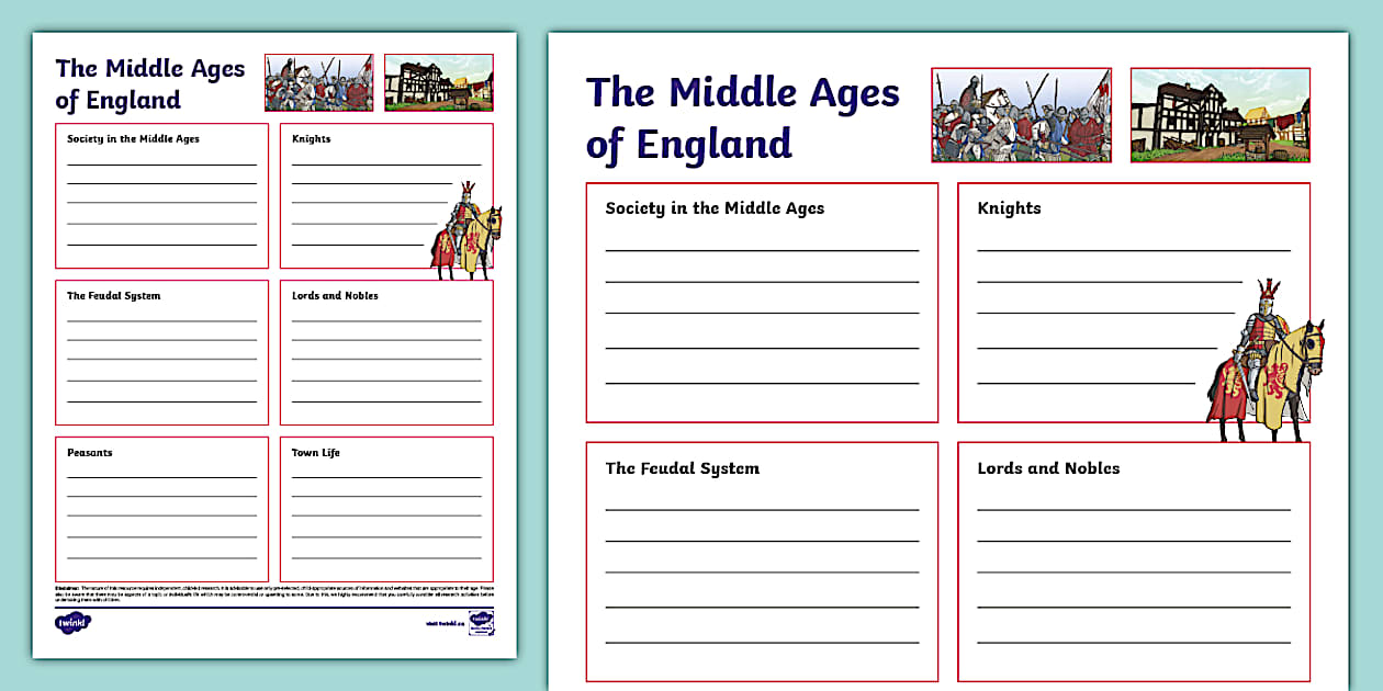 The Middle Ages of England Fact File Template (teacher made)