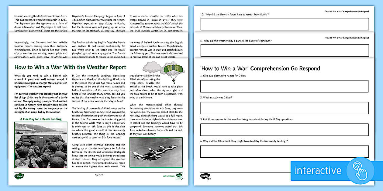 How to Win a War with the Weather Report Differentiated Comprehension Go