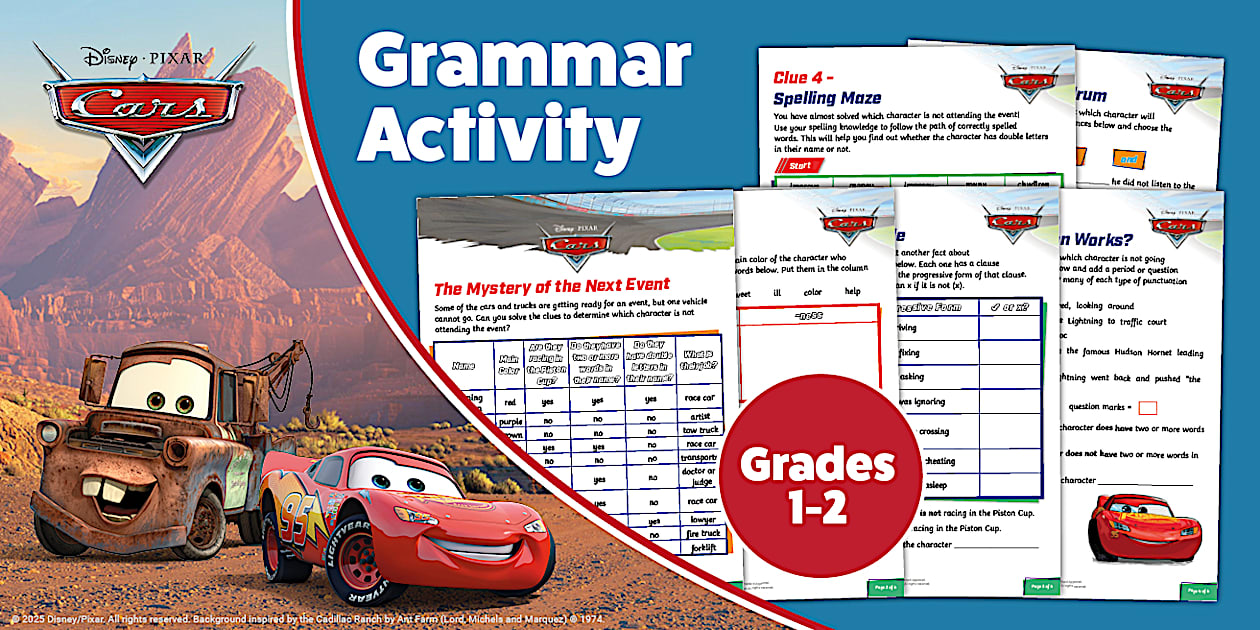 Cars: Grammar Mystery for 1st- 2nd Grade