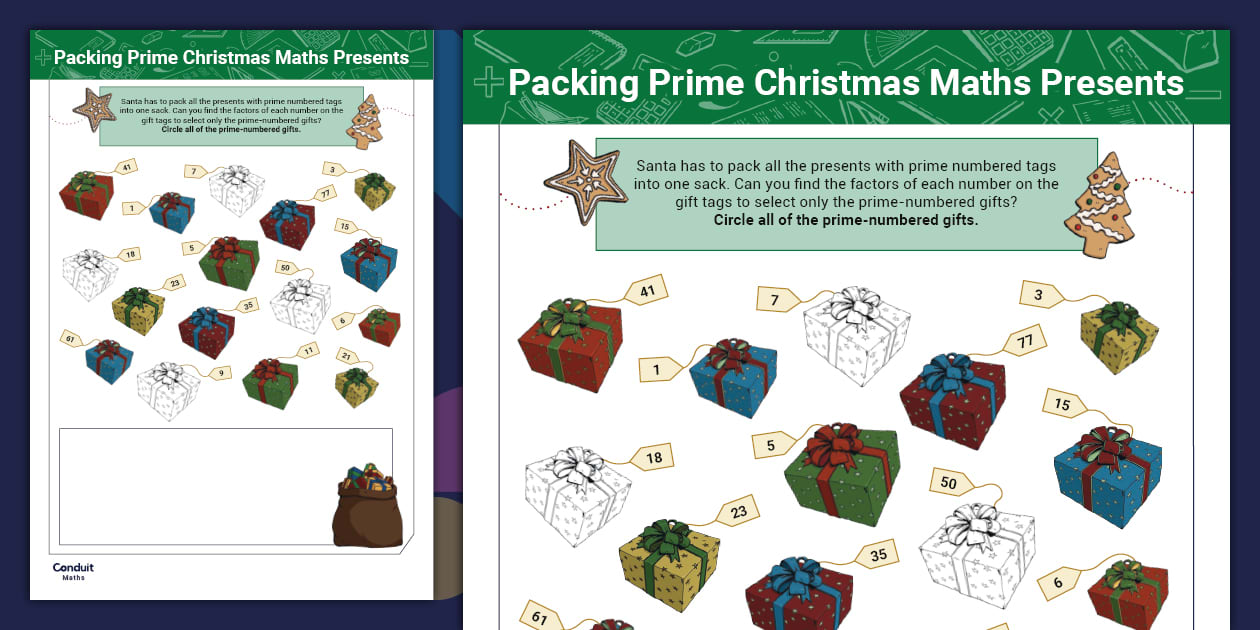 Packing Prime Christmas Maths Presents (teacher made)
