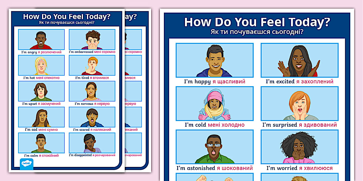 FREE! - Ukrainian Translation How Do You Feel Today? Emotions Chart