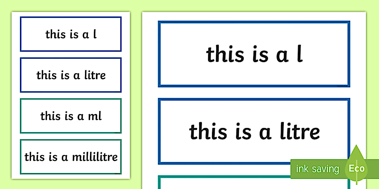 Capacity Units of Measurement Display Labels (teacher made)
