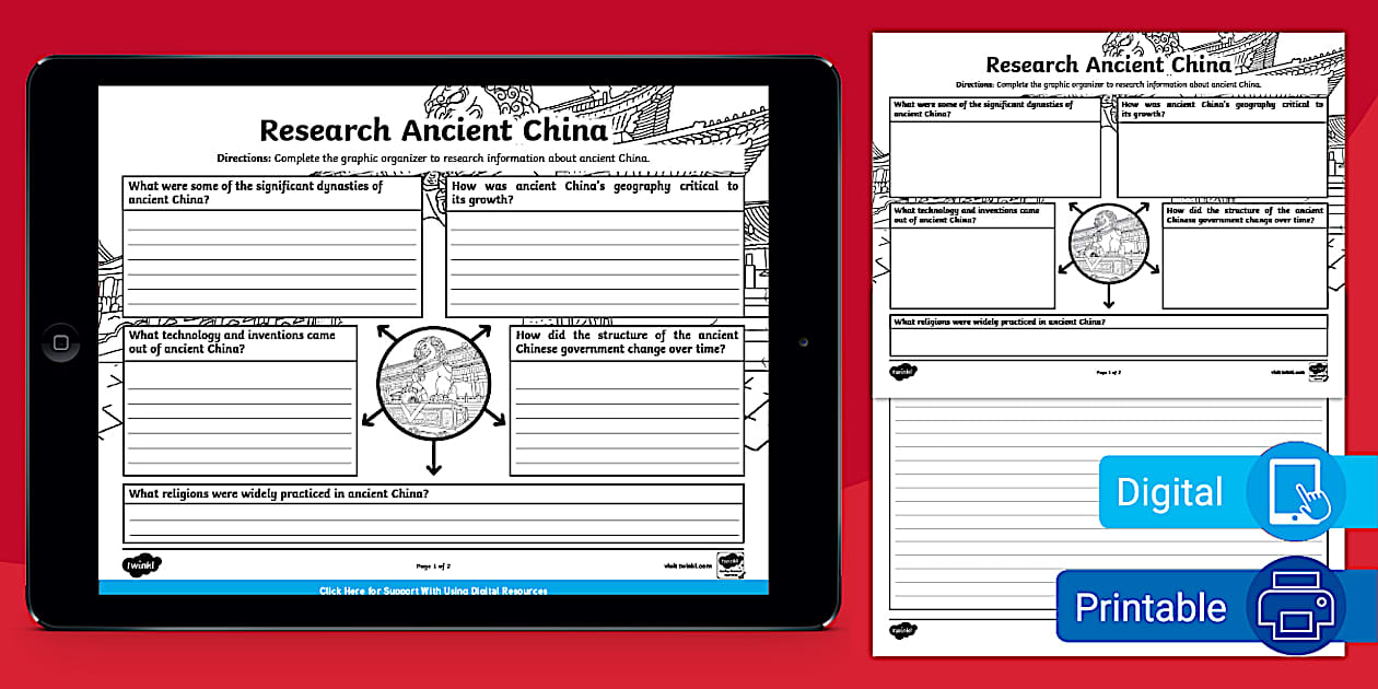 Sixth Grade Ancient China Graphic Organizer