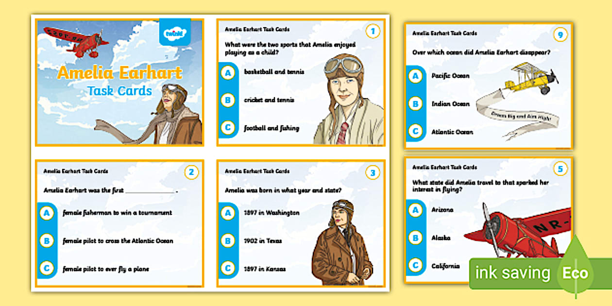 Amelia Earhart Task Cards Activity for Kids | Twinkl USA