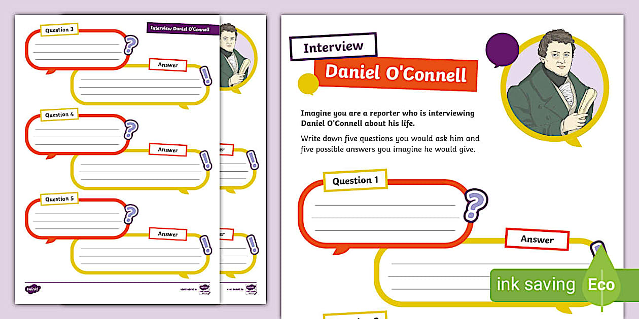 Daniel O Connell (Interview Activity Sheet) - Twinkl