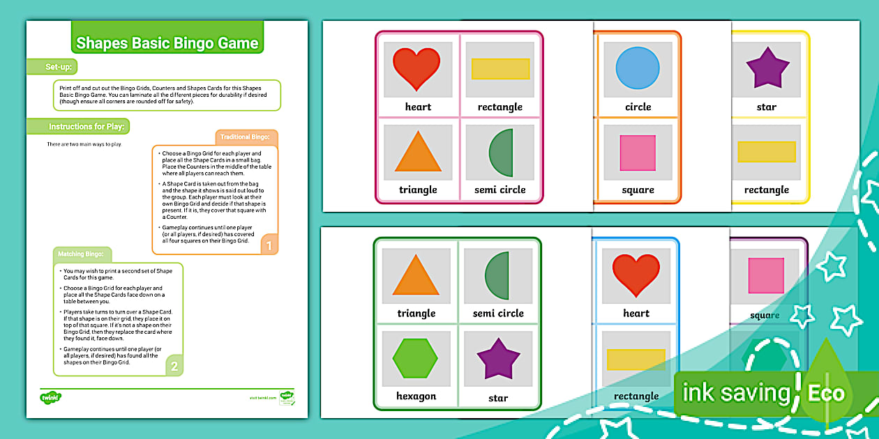 Shapes Basic Bingo Game - Twinkl