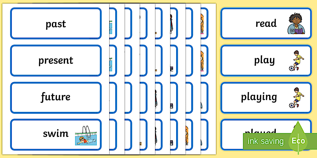 Verb Tenses Word Cards (teacher made) - Twinkl