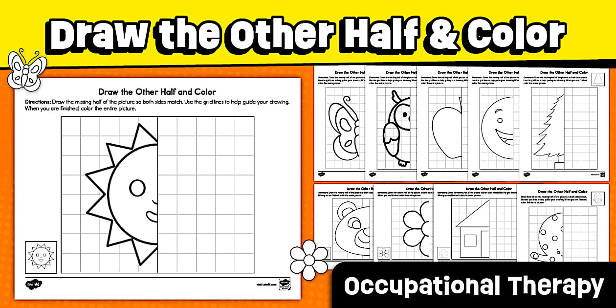 Draw the Other Half and Color: Visual Closure and Visual Motor Coordination