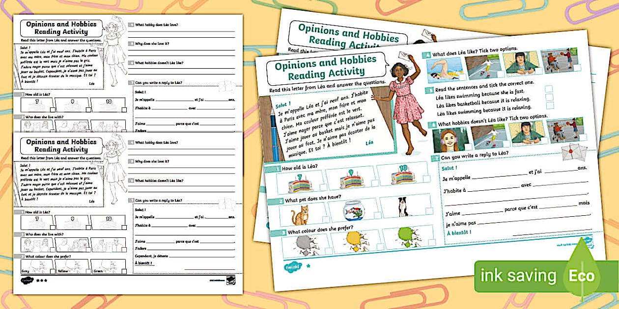 👉 French: Opinions and Hobbies Reading Activity - KS2 Resource