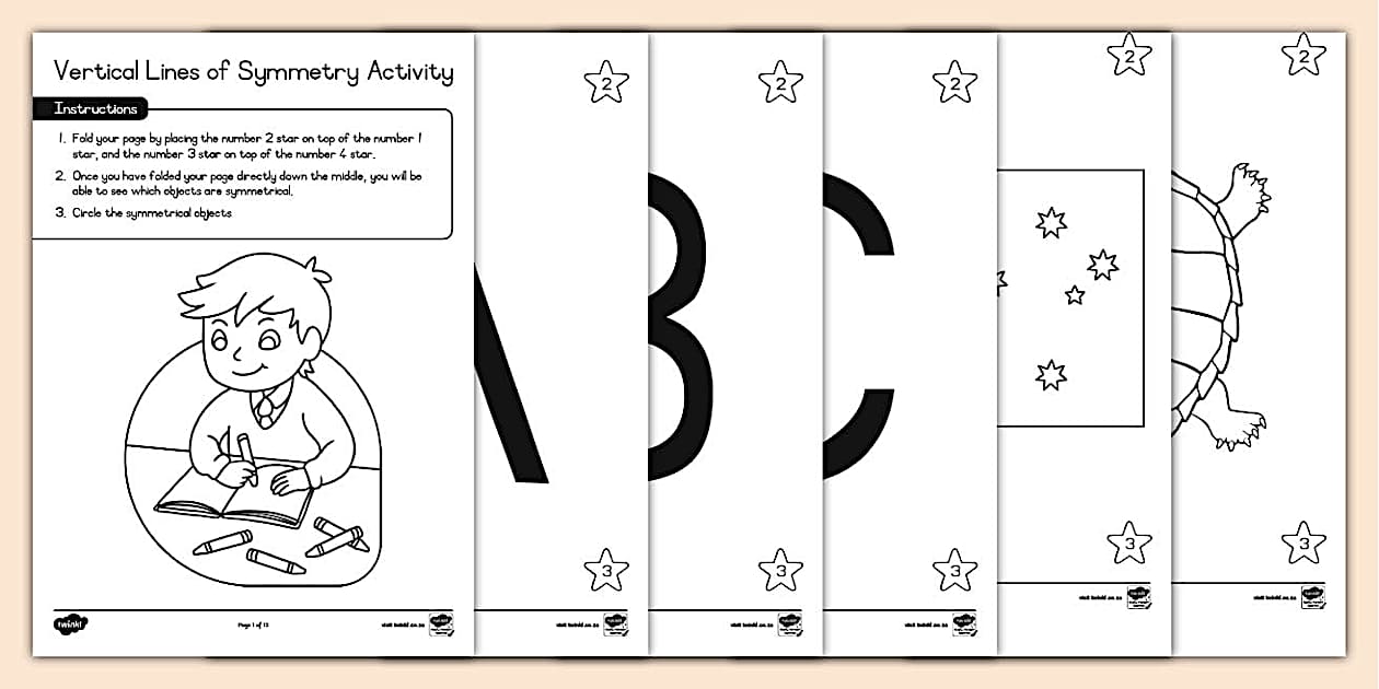 Grade R Maths -Activity Sheet :Vertical Lines of Symmetry