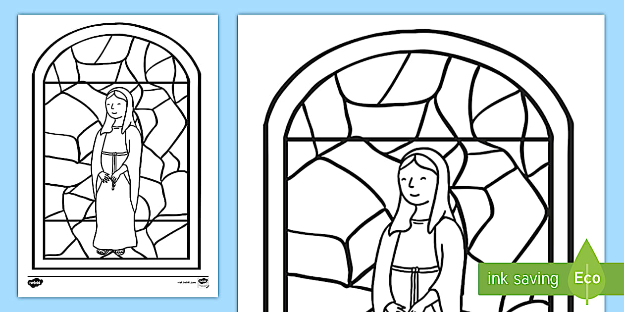 Mary Stained Glass Colouring Page (teacher made) - Twinkl