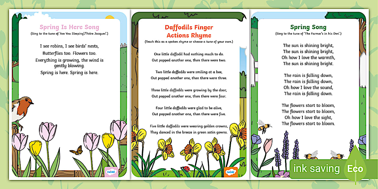 Spring Songs for and Rhymes Pack KS1 - Primary Resources