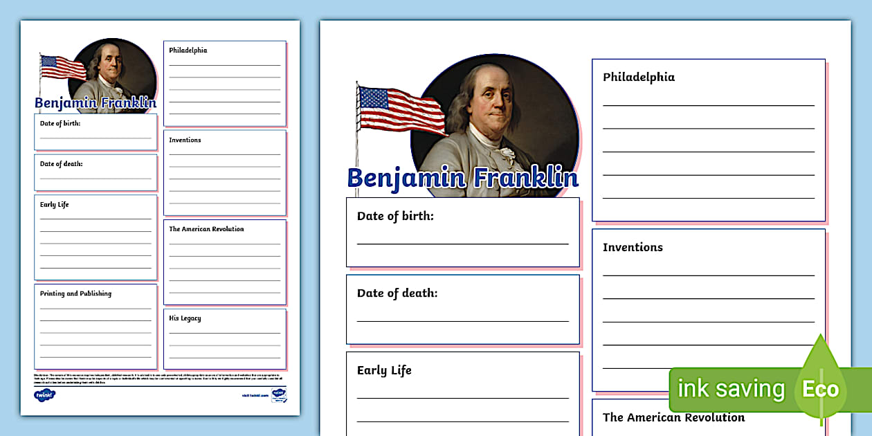 Benjamin Franklin Fact File Template (teacher made) - Twinkl Benjamin Franklin Fact File Template (teacher made) - Twinkl