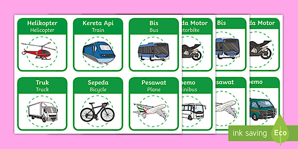 Transport Sorting Cards Indonesian (teacher made) - Twinkl
