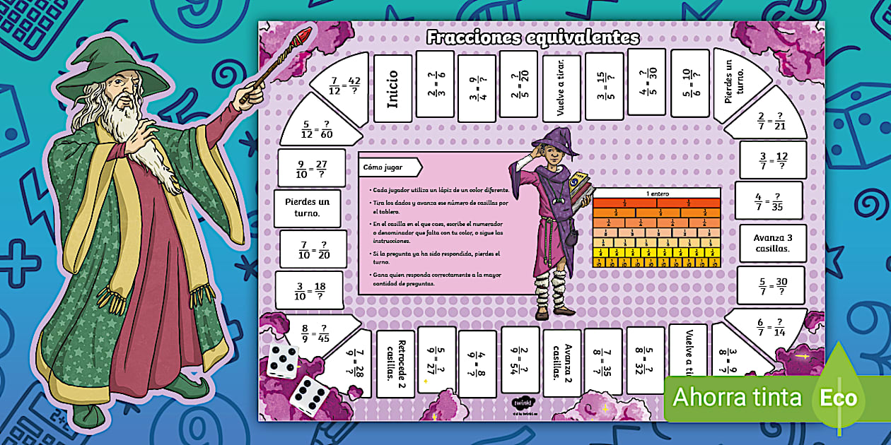 Juego de mesa: Fracciones equivalentes (teacher made)