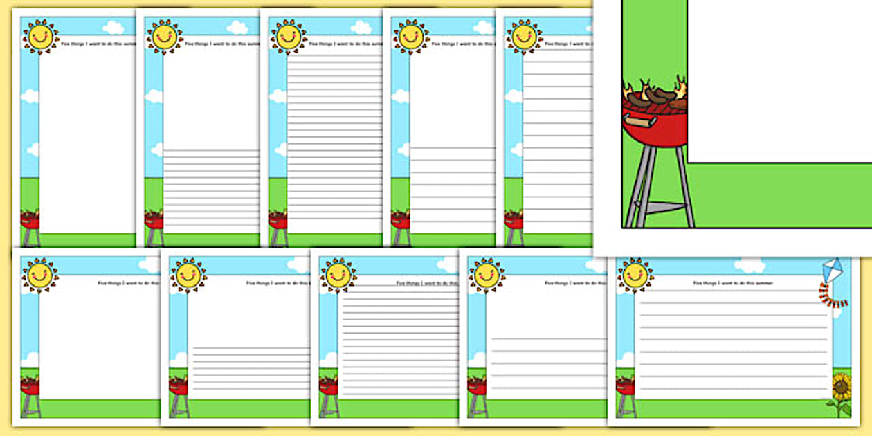 Five Things I Want to do this Summer Page Borders - Twinkl