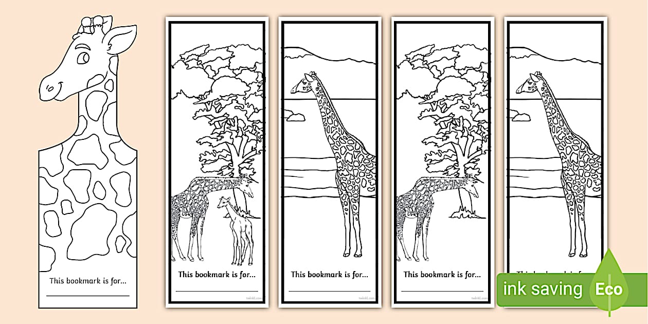 Printable Giraffe Bookmarks to Colour | Primary Resources