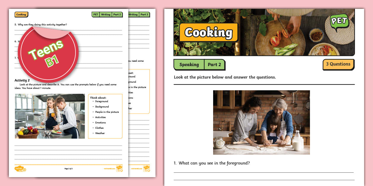 ESL B1 PET Speaking - Part 2 (Cooking) - Twinkl