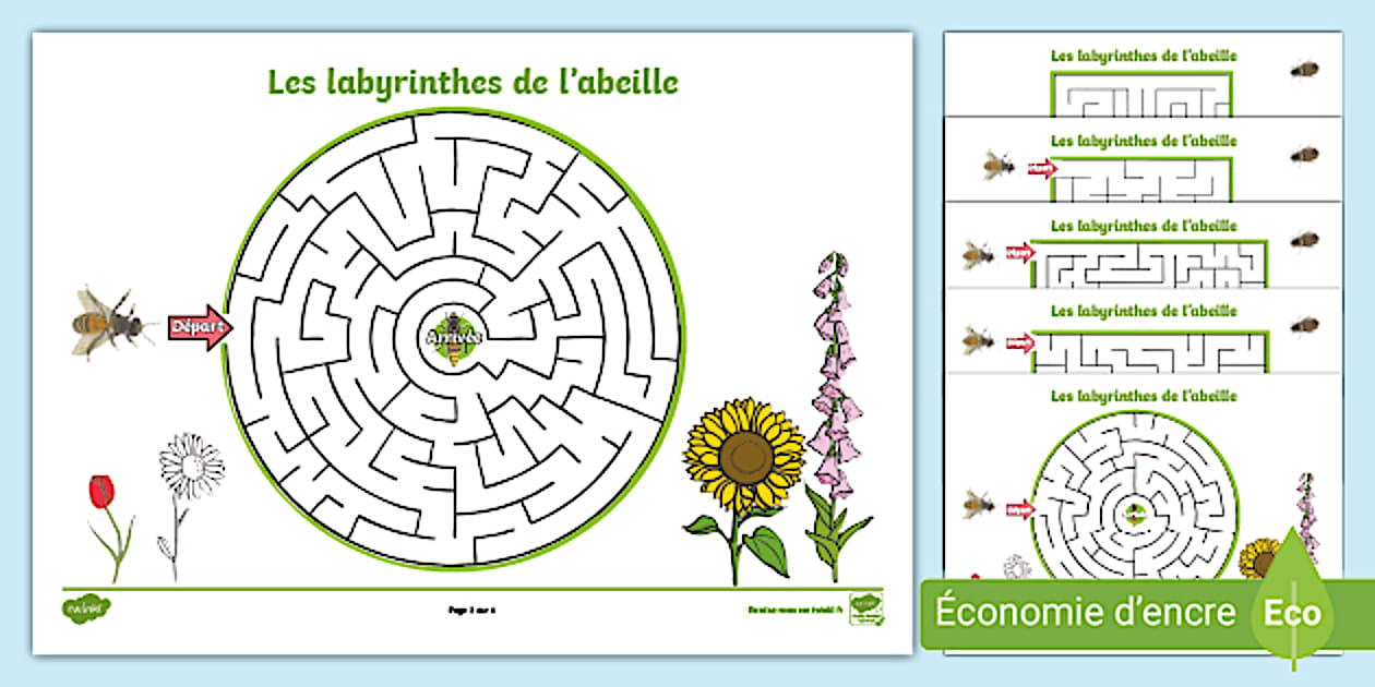 Atelier autonome maternelle : Les labyrinthes de l'abeille
