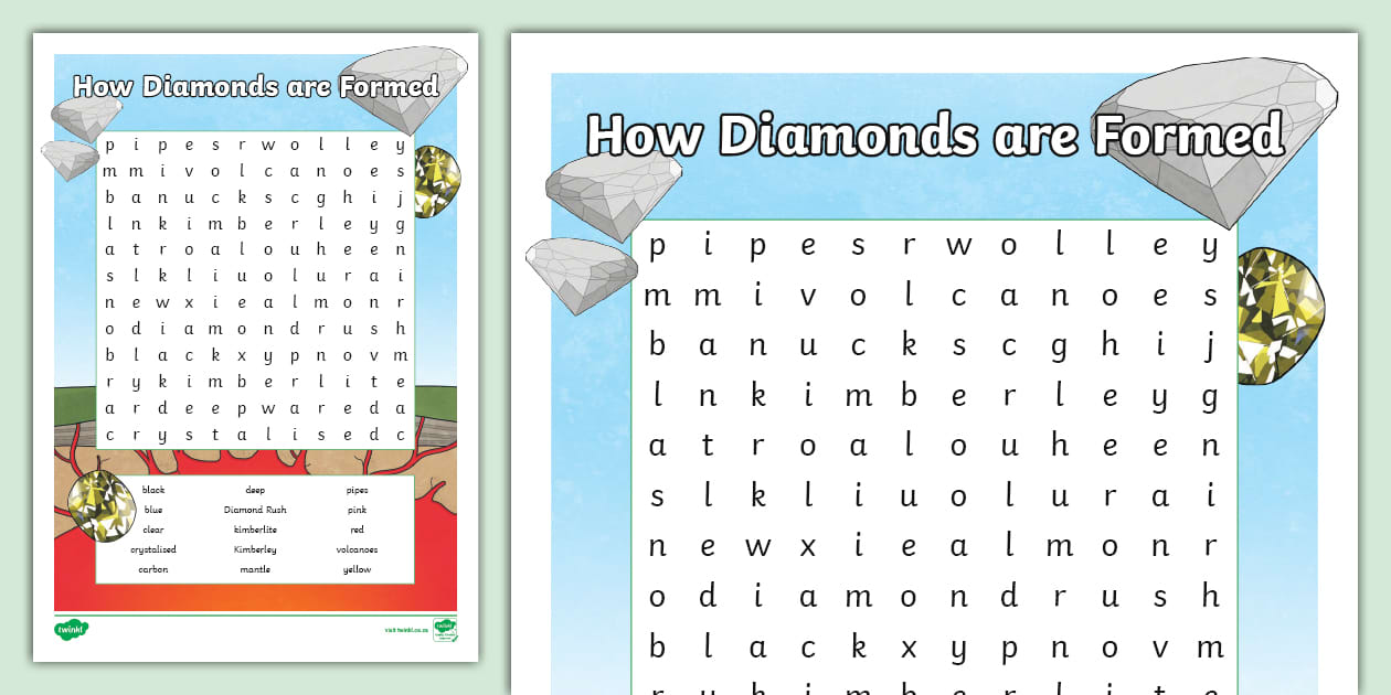 How Diamonds are Formed - Word Search (Hecho por educadores)