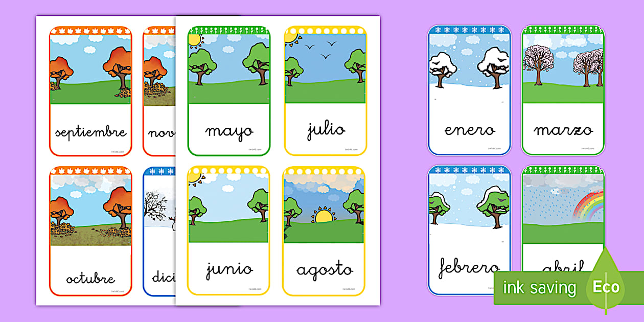 Tarjetas de vocabulario: Los meses del año