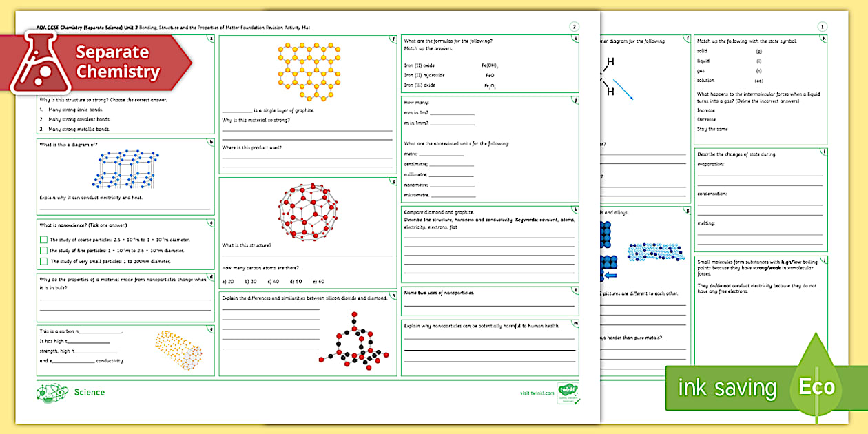 AQA GCSE Chemistry (Separate Science) Unit 2: Bonding, Structure and the