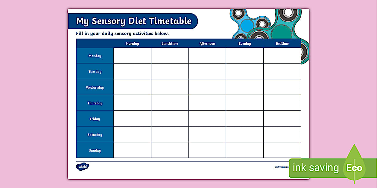 OT: Sensory Diet Planner (teacher made) - Twinkl
