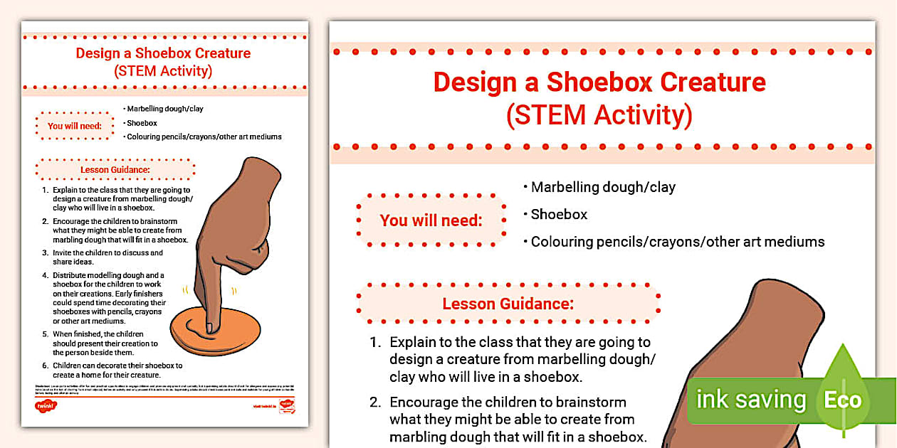 Design a Shoebox Creature Stem Activity Junior Classes