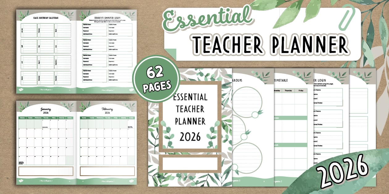 Essential Teacher Planner 2026