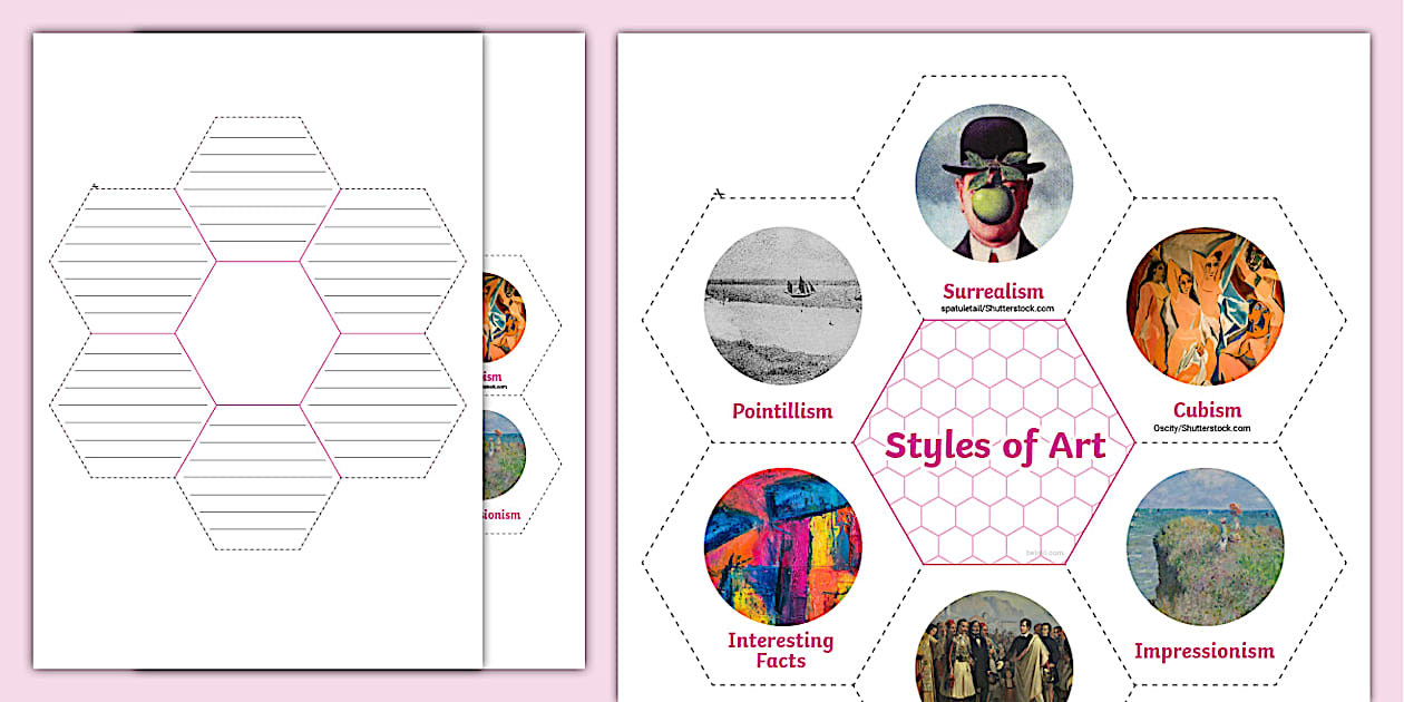 * NEW * Styles of Art Hexagon Writing Template - Twinkl
