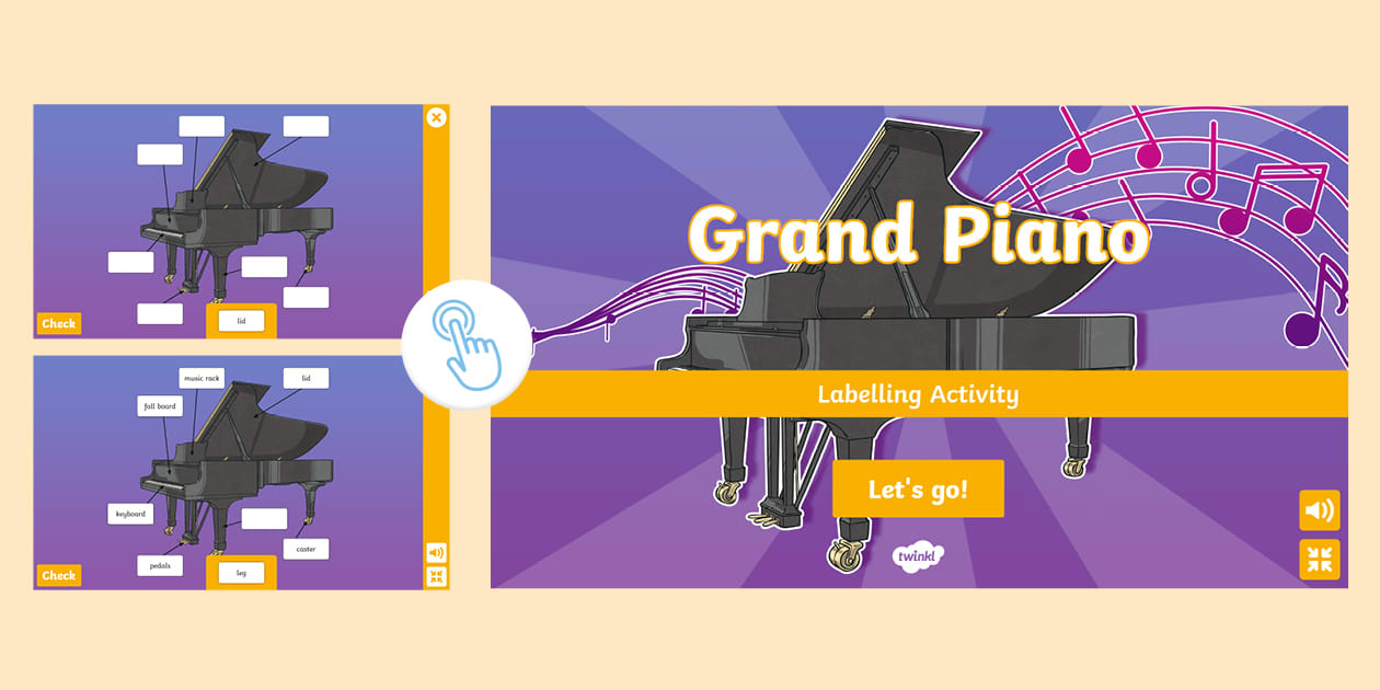 👉 Grand Piano Interactive Labelling Activity - Twinkl