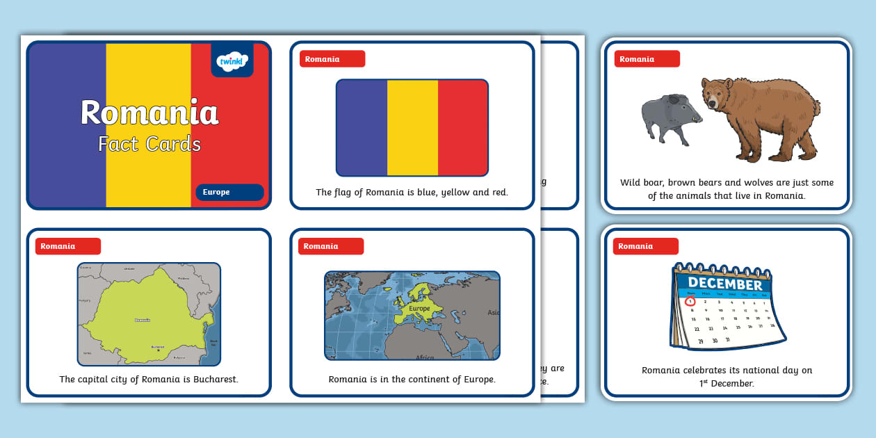KS1 Romania Fact Cards (teacher made) - Twinkl
