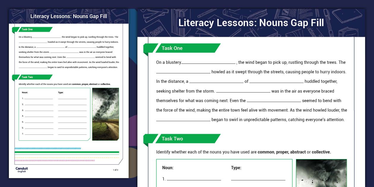 Literacy Lessons: Nouns Gap Fill (teacher made) - Twinkl
