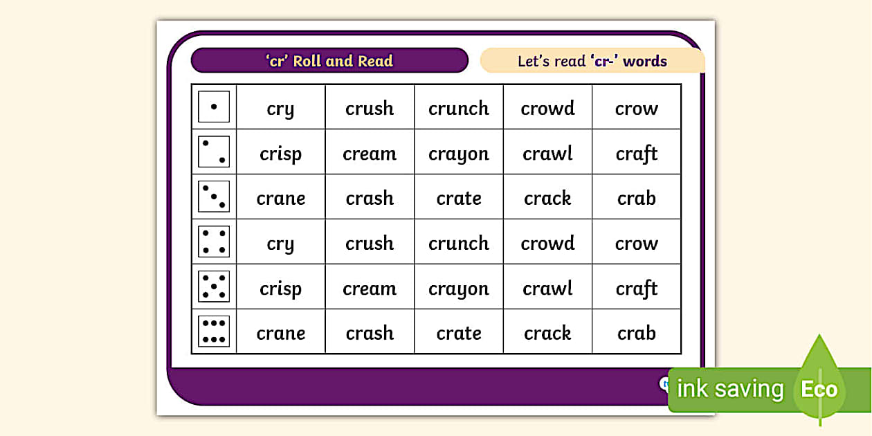 'cr' Roll and Read Board Game (teacher made) - Twinkl