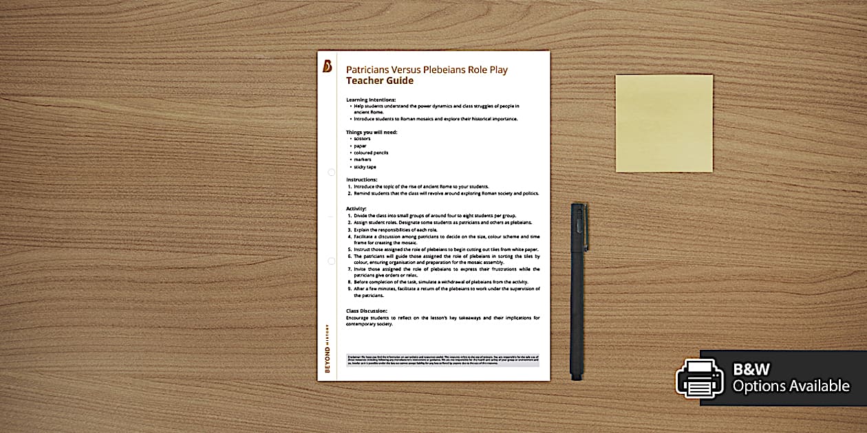 Patricians Versus Plebeians Role Play (Teacher-Made)