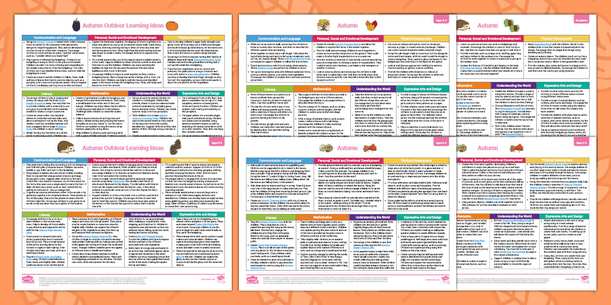 EYFS Ages 0-5 Topic Planning Webs Pack: Autumn - Twinkl