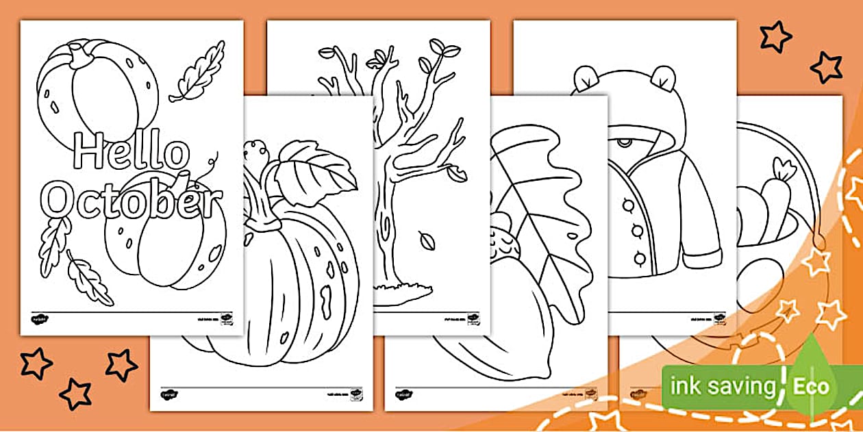 My First October Colouring Pack (teacher made) - Twinkl