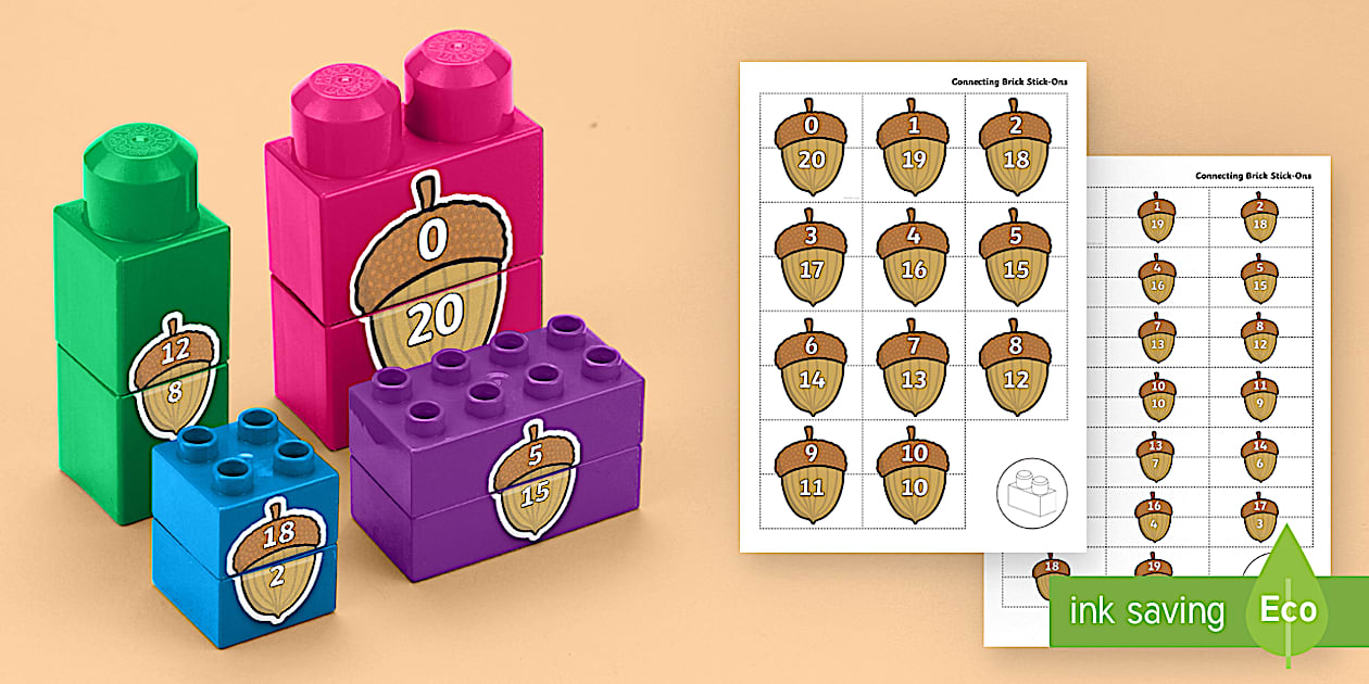Acorn Number Bonds to 20 Matching Connecting Bricks Game