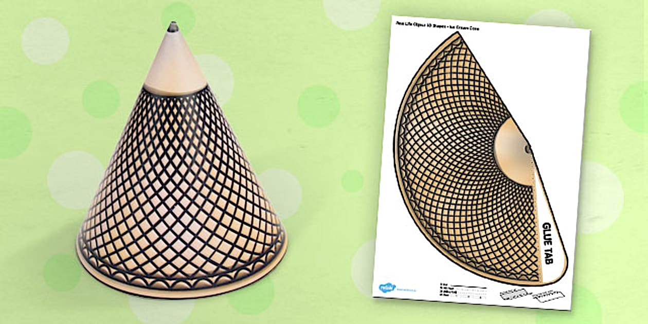 Life Object 3D Shape Ice Cream Cone Template (teacher made)
