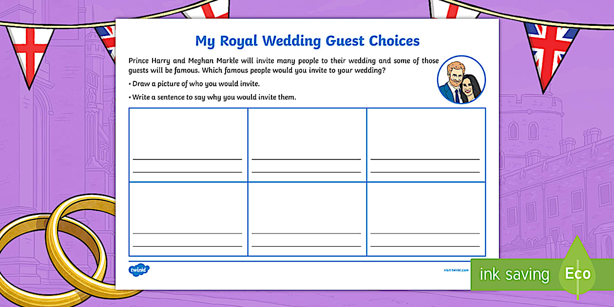 KS1 My Royal Wedding Guest Choices Worksheet - Twinkl