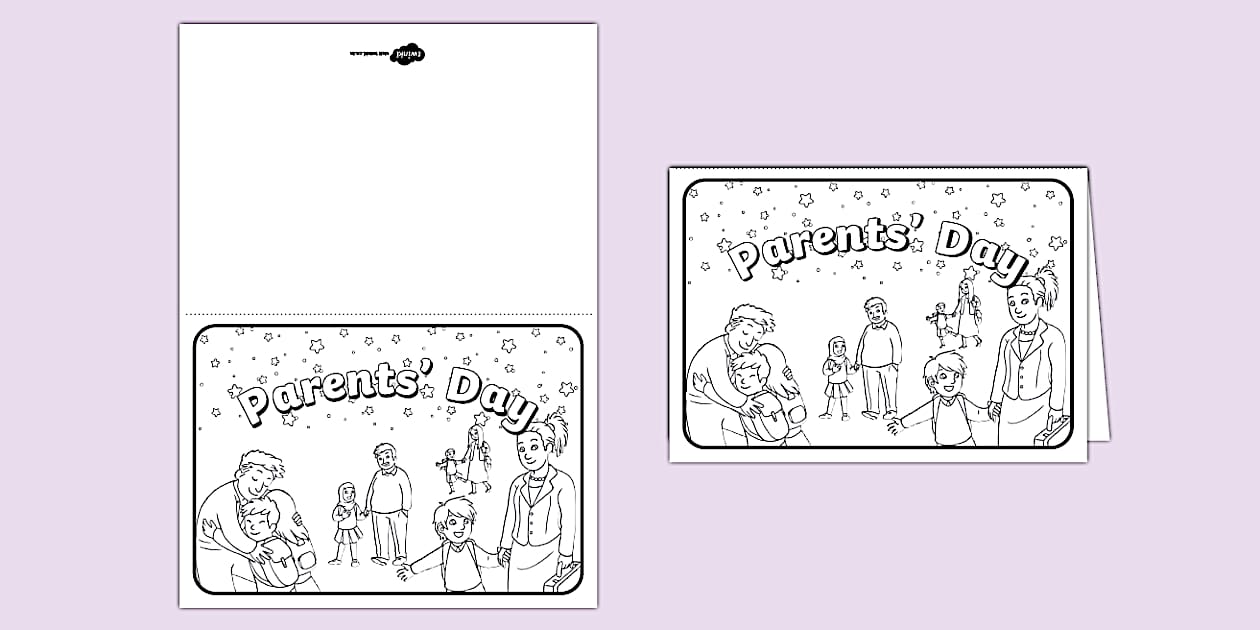 Parents' Day Colouring Greeting Card (teacher made) - Twinkl