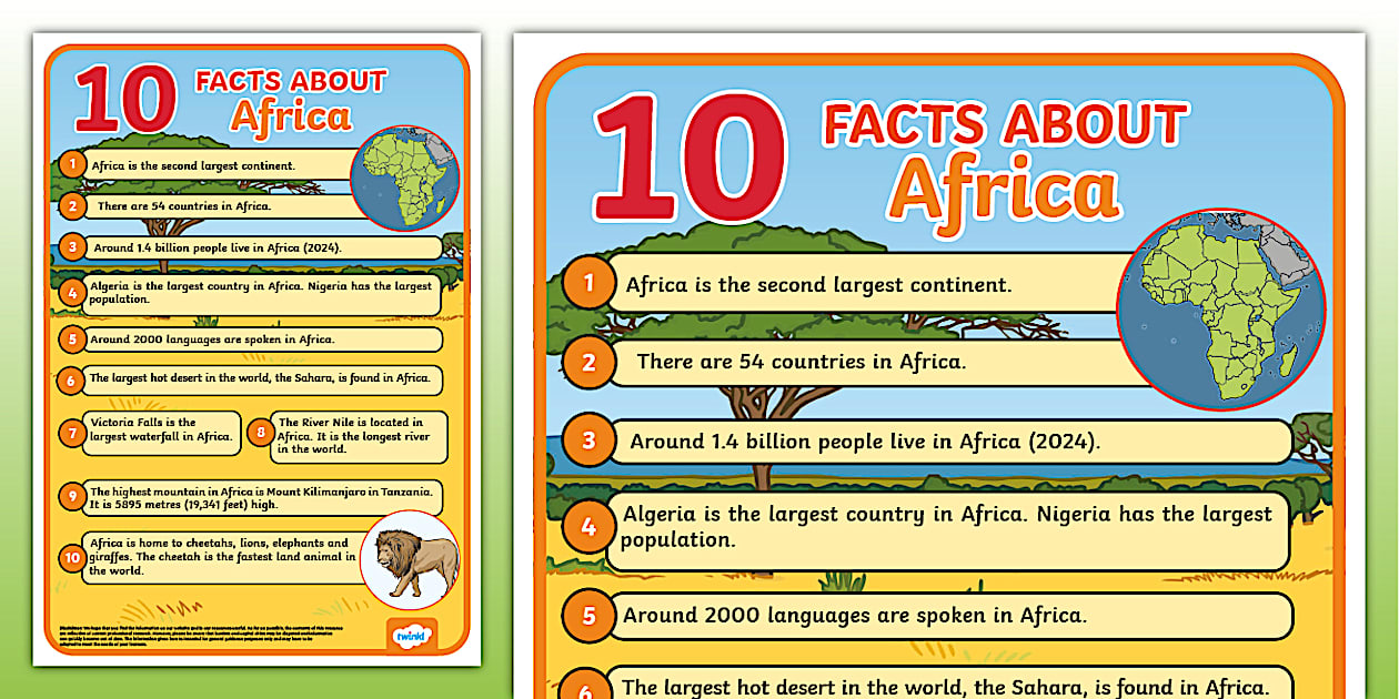 10 Facts about Africa Display Poster (teacher made) - Twinkl