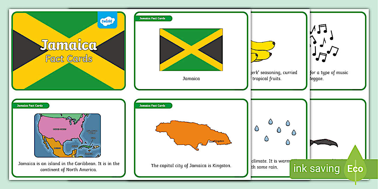 KS1 Jamaica Fact Cards (teacher made) - Twinkl