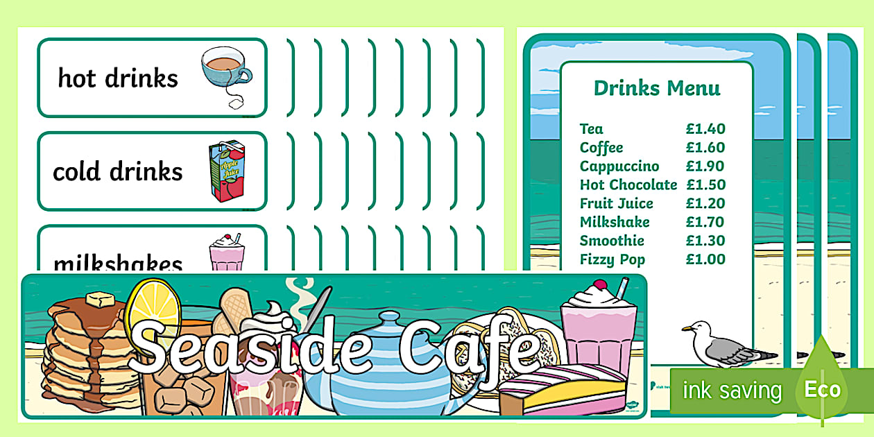 Seaside Cafe Role Play Pack - Cafe Role Play Pack