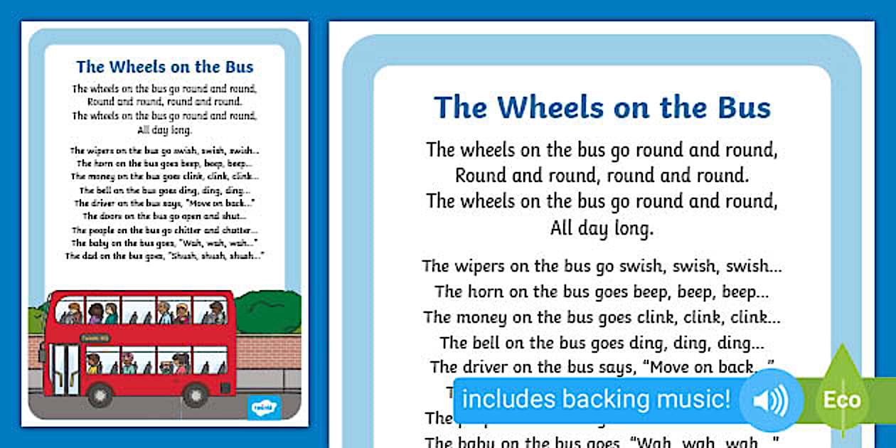 Nursery Rhymes Wheels on the Bus Printable Display Poster