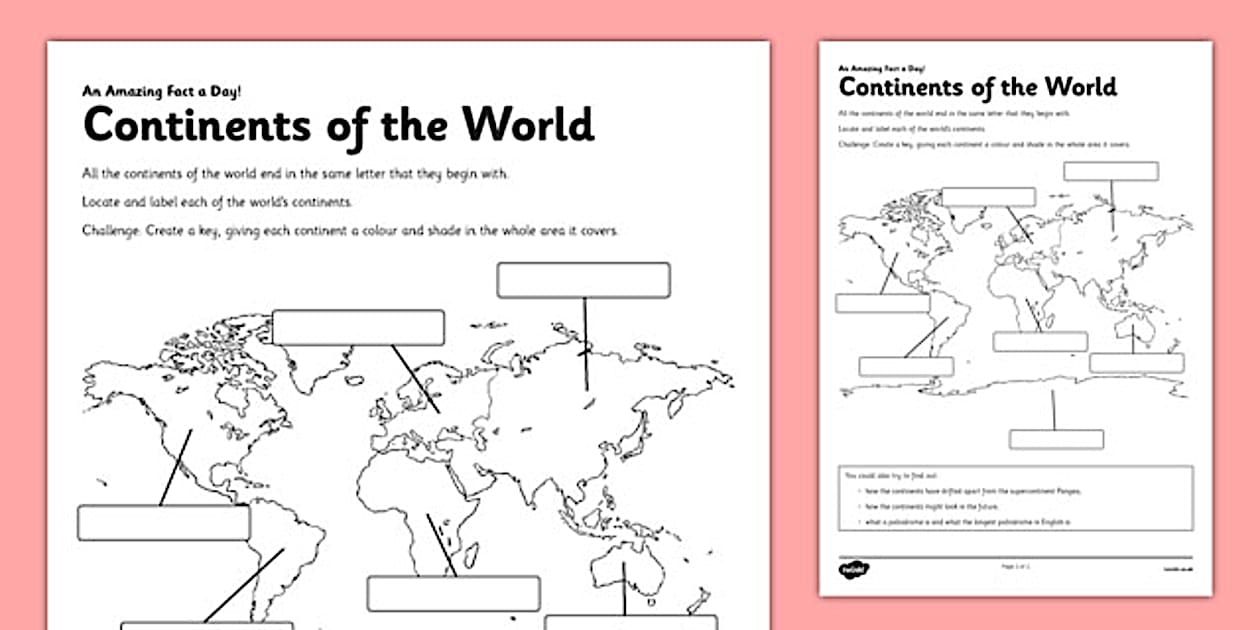 Editable Continents of the World Worksheet (teacher made)