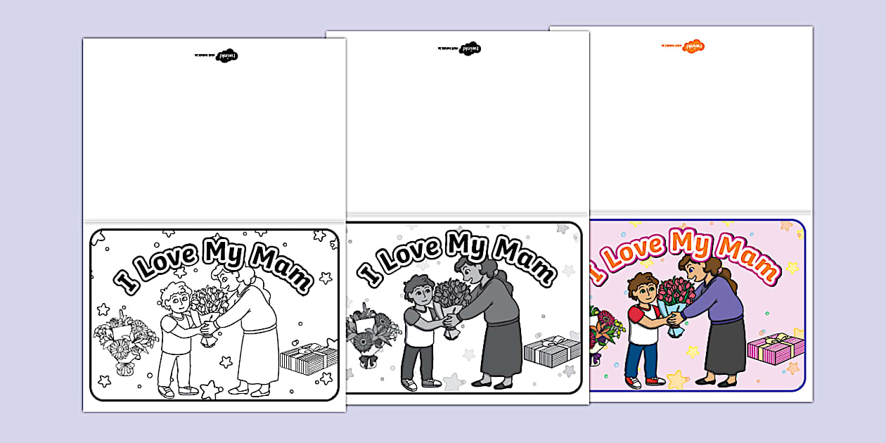 * NEW * I Love My Mam Mother's Day Greetings Card - Twinkl